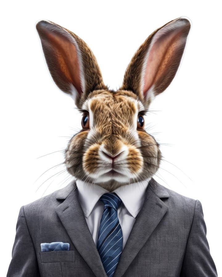A Rabbit in a Suit and Tie with a White Background Stock Image - Image ...