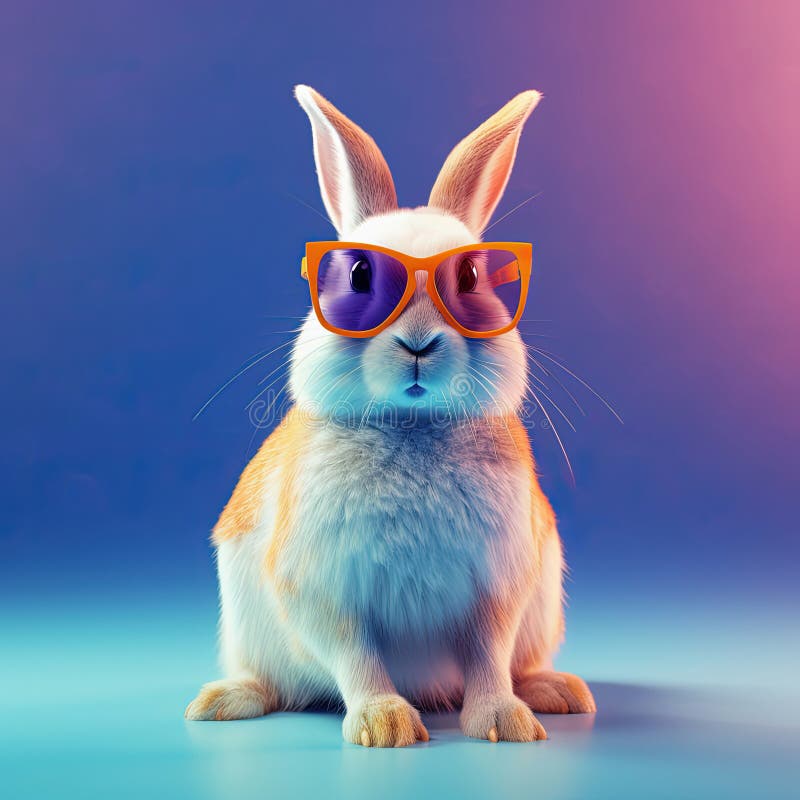 Rabbit in Sunglasses. Pop Art Style Bunny with Copy Space. Generative ...