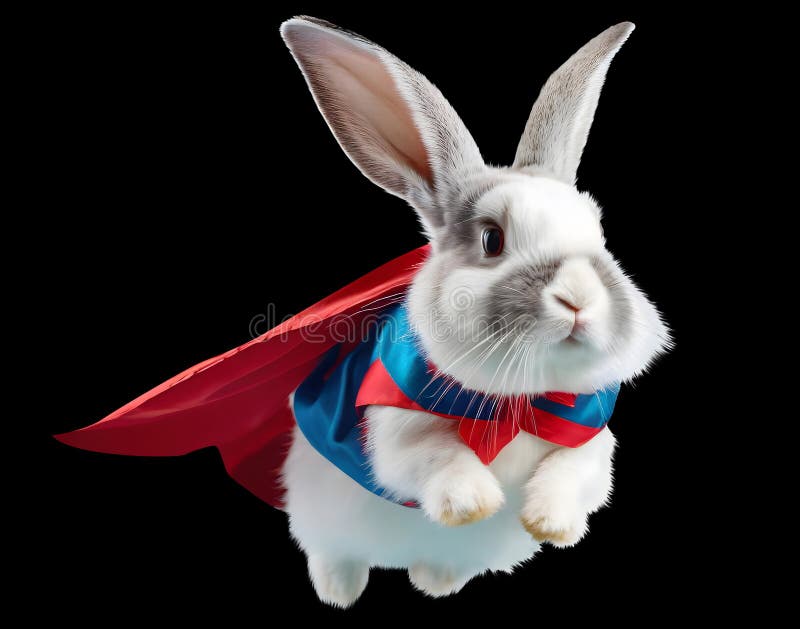 Rabbit Superhero Flying through the Air. Generative AI Stock ...