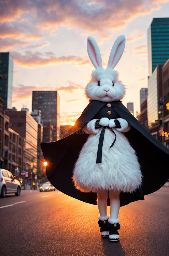 Rabbit Superhero. White Bunny in Fantastic Costume. Generative AI ...