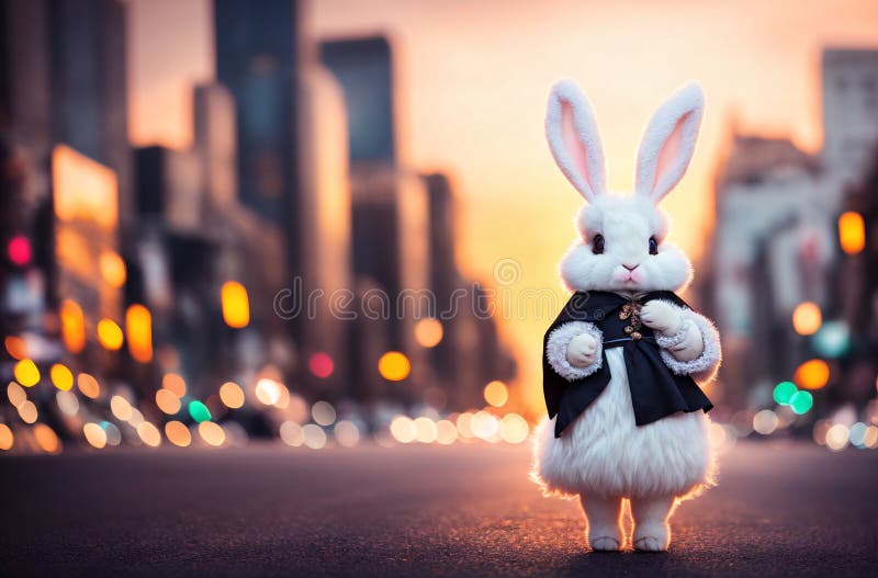 Rabbit Superhero. White Bunny in Fantastic Costume. Generative AI ...