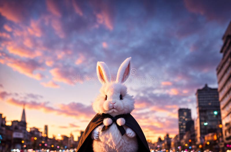 Rabbit Superhero. White Bunny in Fantastic Costume. Generative AI ...