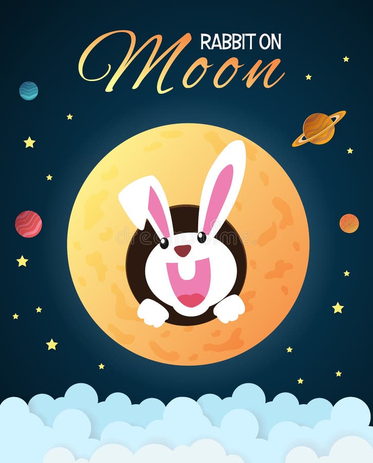 Rabbit on the Surface of the Full Moon. Stock Vector - Illustration of ...
