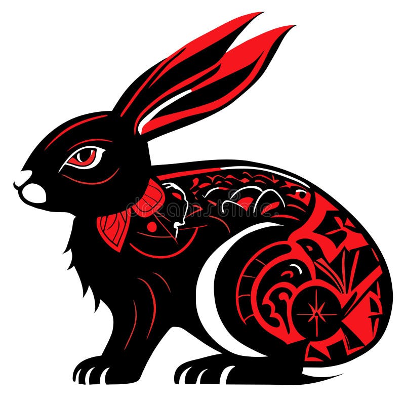 Rabbit with a Tattoo. Vector Illustration Ready for Vinyl Cutting Stock ...