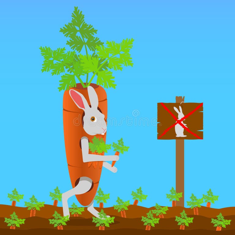 Rabbit thief dressed as a stock vector. Illustration of funny - 129223452