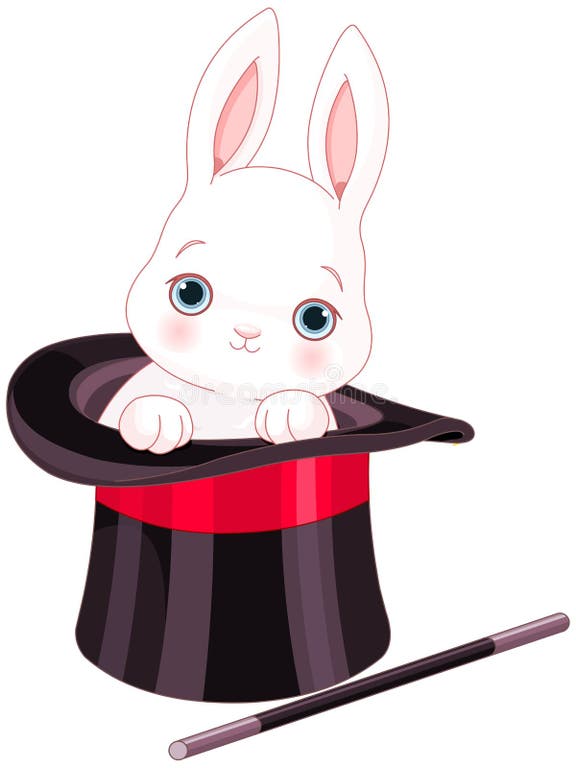 Rabbit in Top Hat Magic Trick Stock Vector - Illustration of rabbit ...