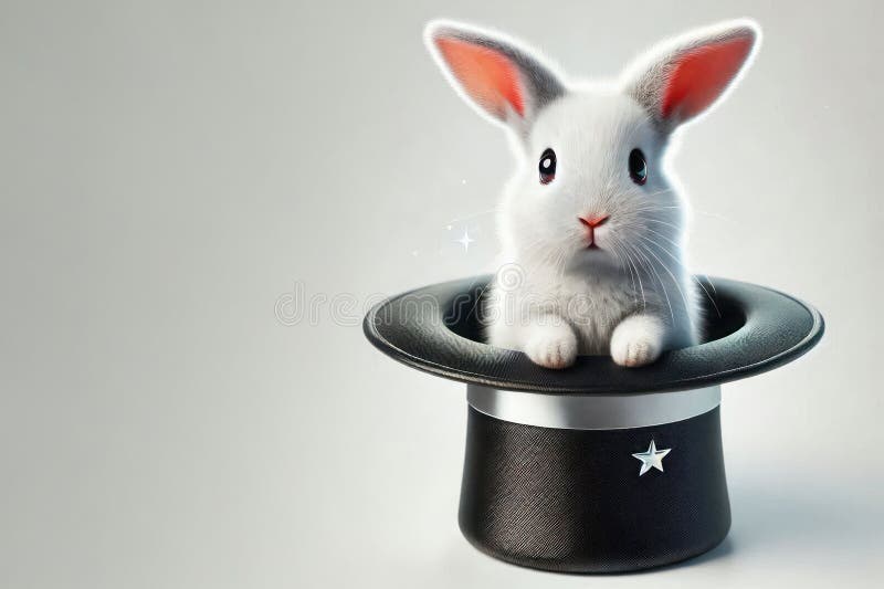 Rabbit in a Top Hat with a Magical Atmosphere. Space for Text. Stock ...