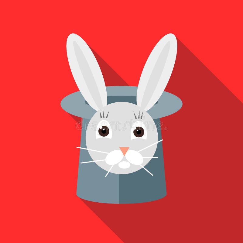 Rabbit in a Top Magic Hat Icon, Flat Style Stock Vector - Illustration ...