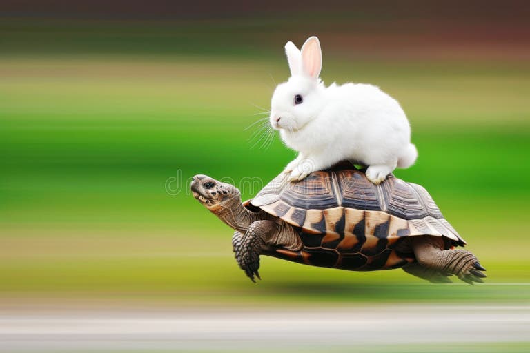 Rabbit on Turtle Race stock illustration. Illustration of friends ...