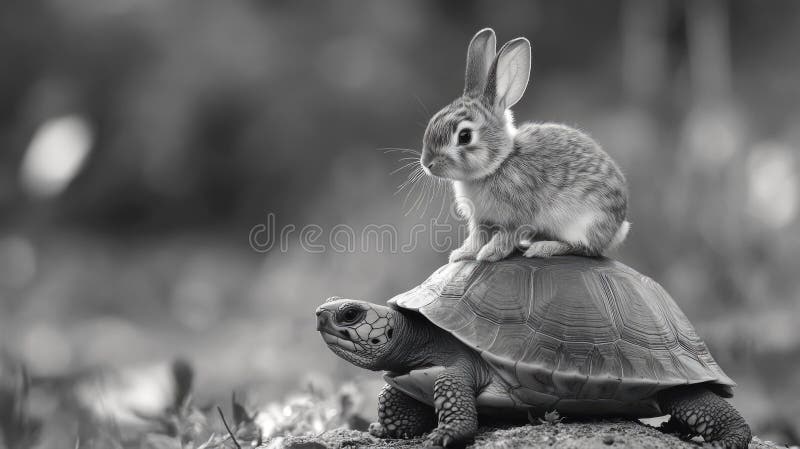 Rabbit on Turtle stock photo. Image of animal, whimsy - 378521624
