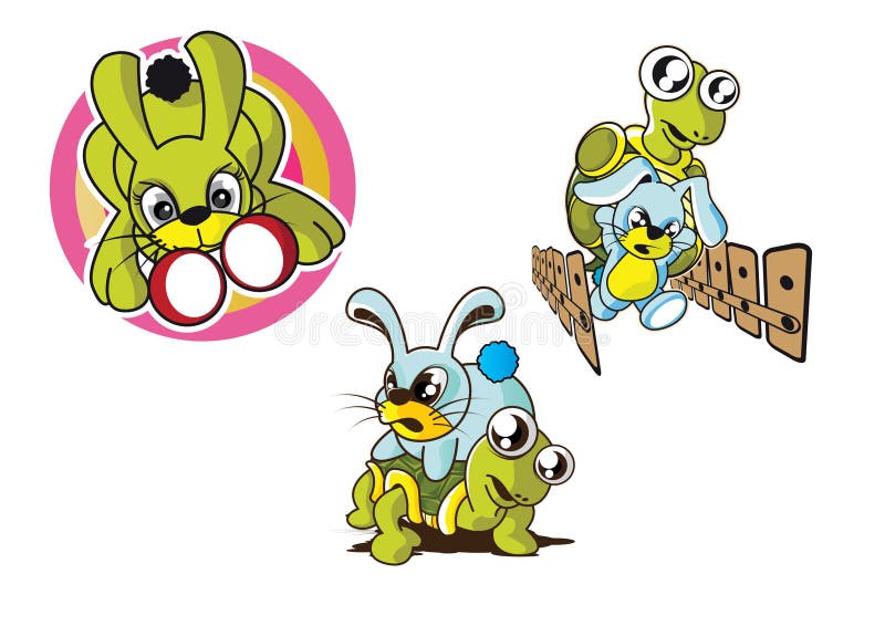 A Turtle Win the Race Against a Rabbit Stock Vector - Illustration of ...