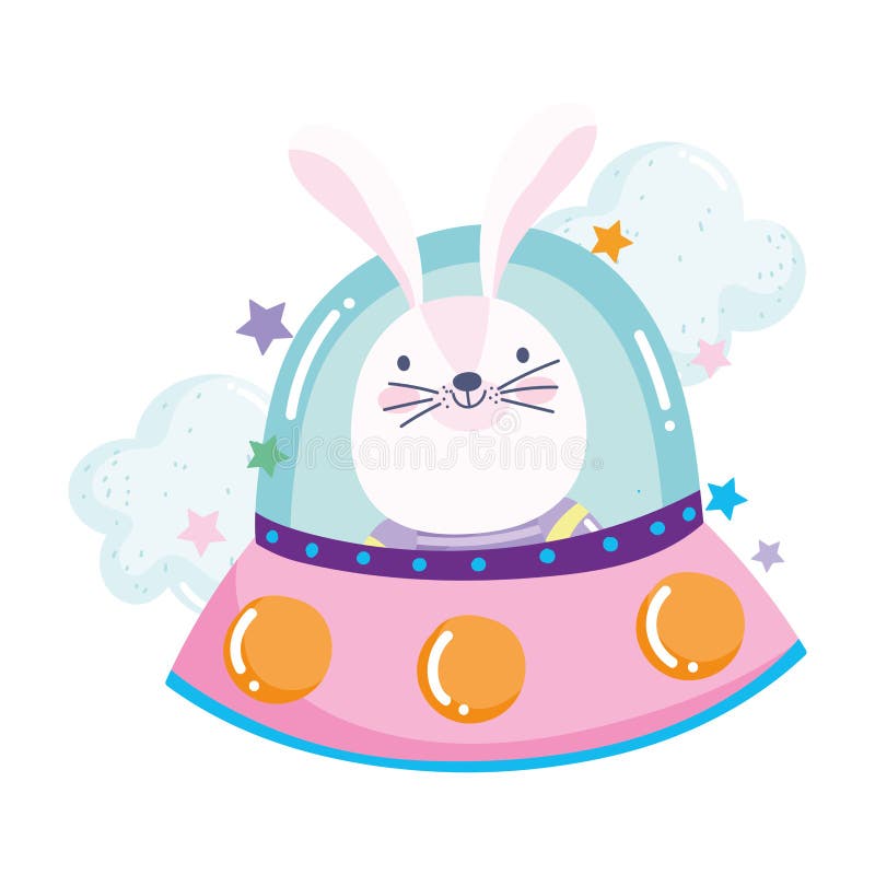 Rabbit in Ufo Explore Space Adventure Galaxy Cartoon Stock Vector ...