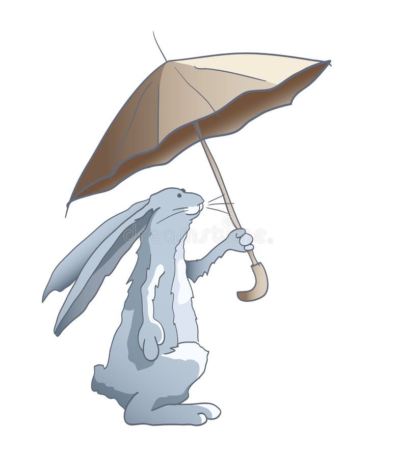 Rabbit with umbrella stock vector. Illustration of umbrella - 29231919