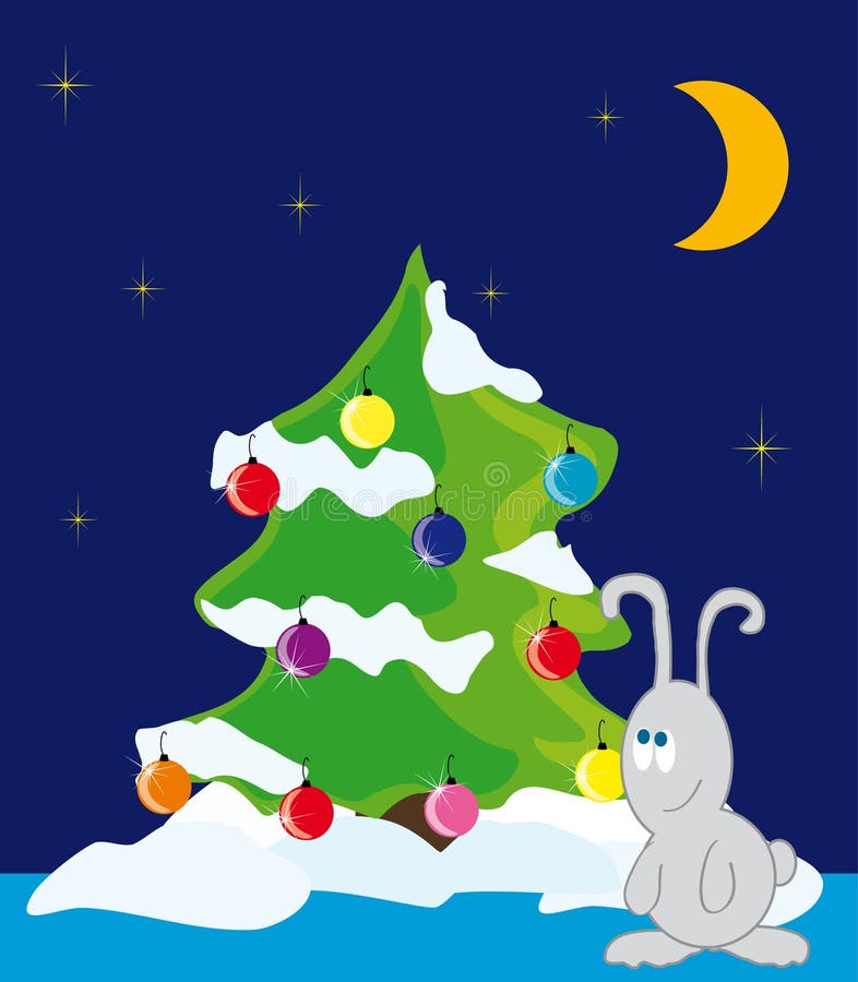 Rabbit Under the Christmas Tree Stock Vector - Illustration of humor ...