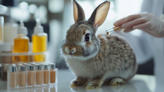 Rabbit Undergoing Experimentation for Product Testing in a Controlled ...