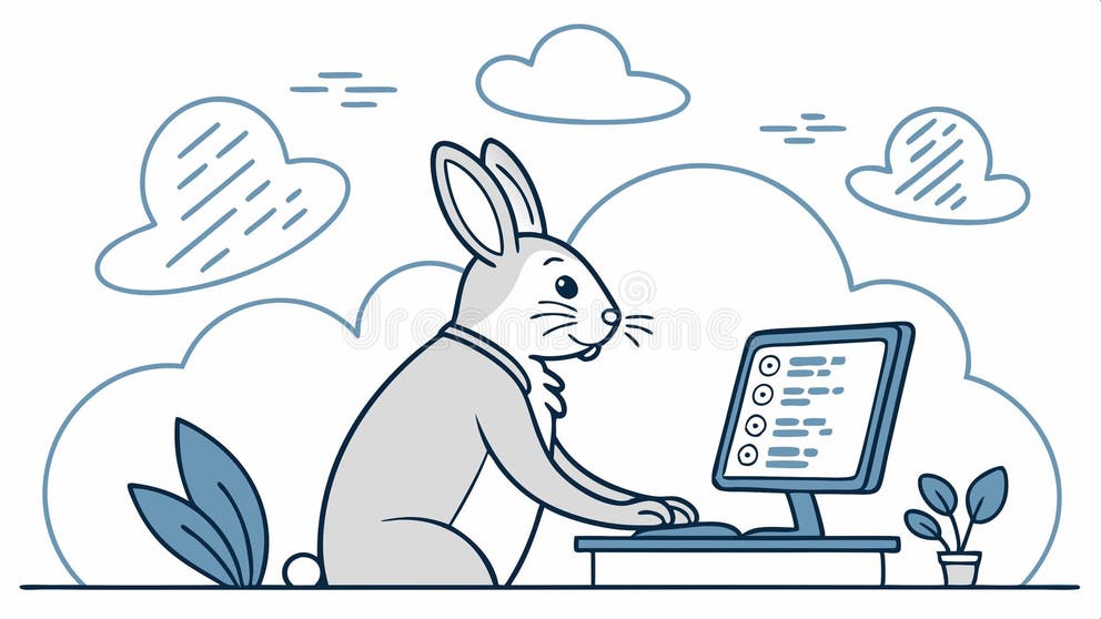 Rabbit Using Tablet, Tablet Animal, Tech Rabbit, Cartoon User, Mobile ...