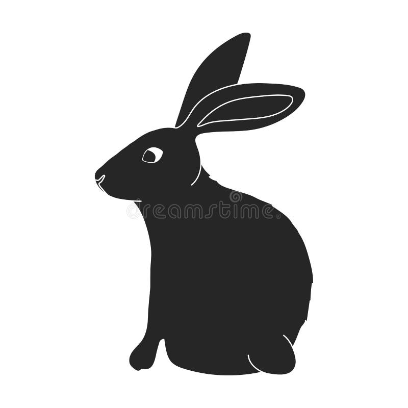 Rabbit Vector Black Icon. Vector Illustration Bunny on White Background ...