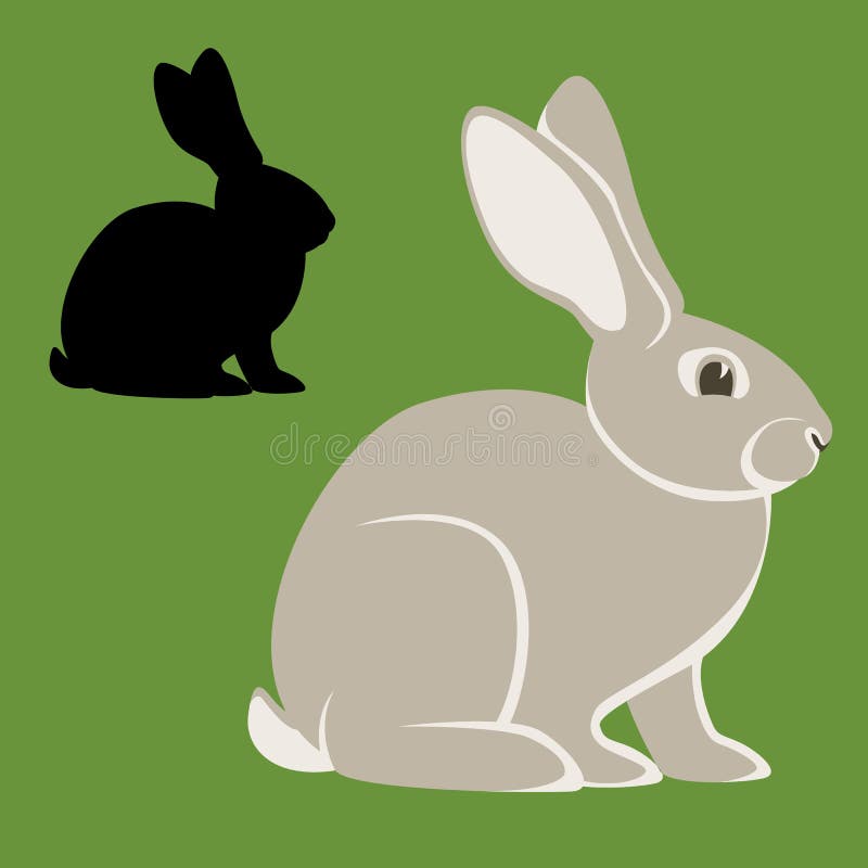 Rabbit Vector Illustration Flat Style Black Silhouette Profile Stock ...