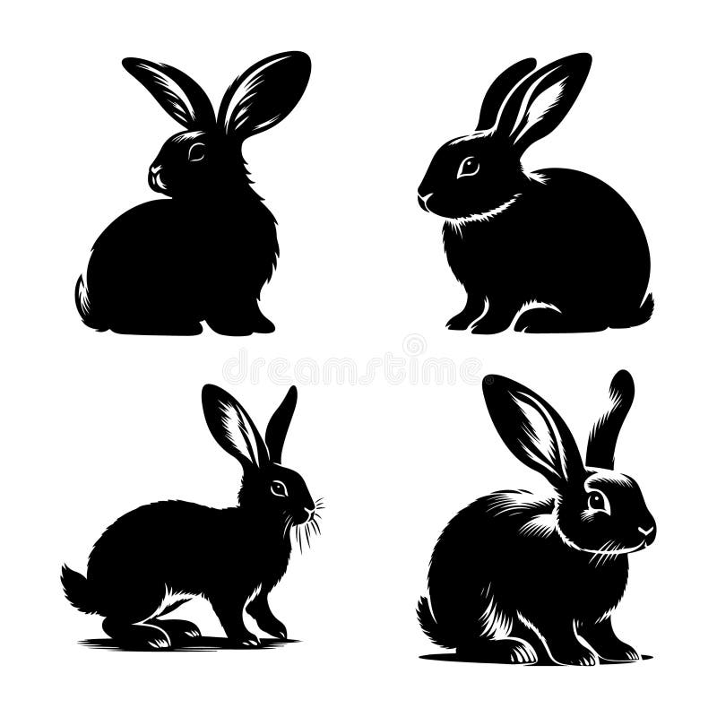 Rabbit vector silhouette stock vector. Illustration of silhouette ...