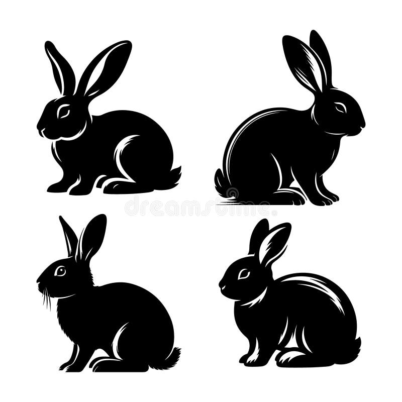 Rabbit vector silhouette stock vector. Illustration of combined - 324217936