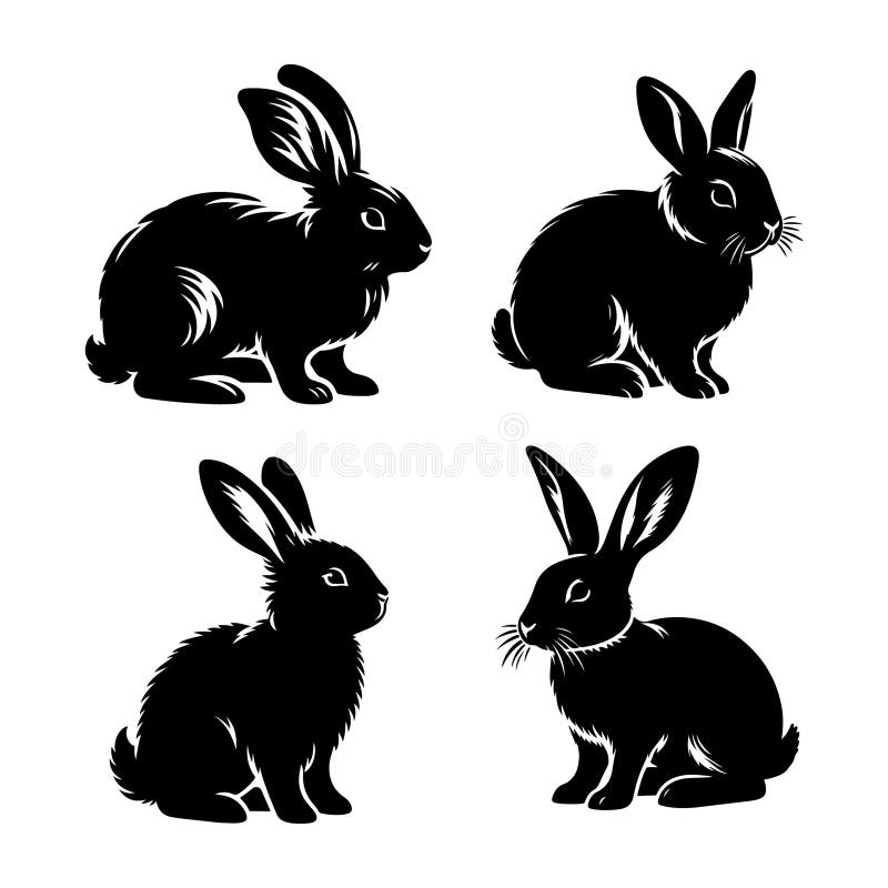 Rabbit vector silhouette stock vector. Illustration of isolated - 324443783