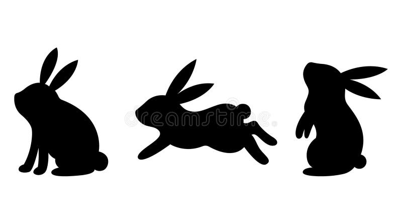 Rabbit Vector Silhouettes in Different Poses. Stock Illustration ...