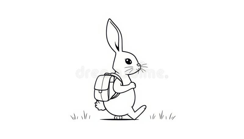Rabbit is Walking with a Backpack on Its Back Stock Image - Image of ...