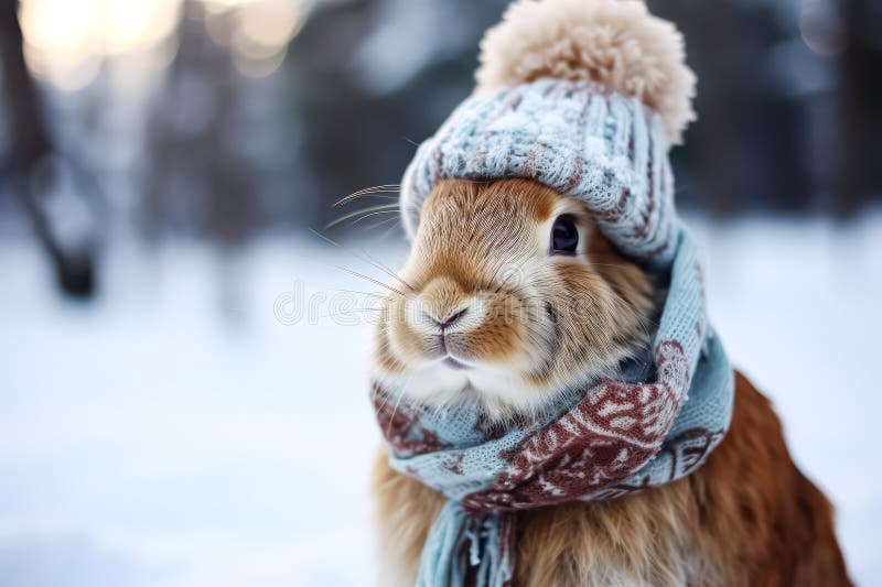Rabbit Wearing Blue Hat Scarf Stock Photos - Free & Royalty-Free Stock ...