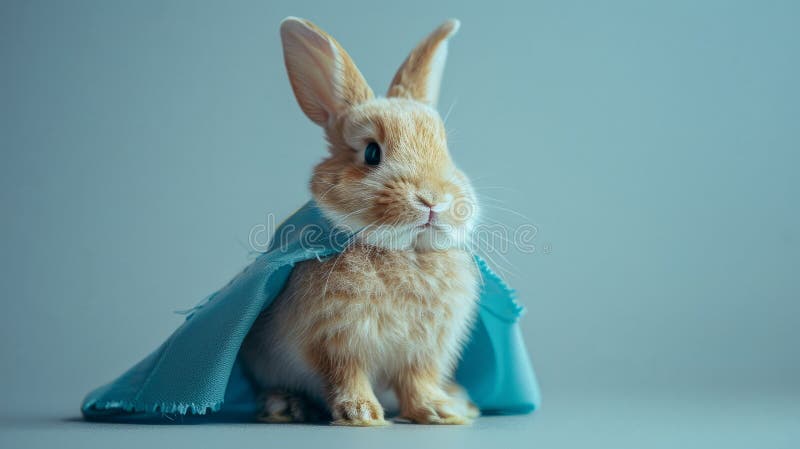Rabbit Wearing a Blue Superhero Cape, Symbolizing Playfulness. Stock ...