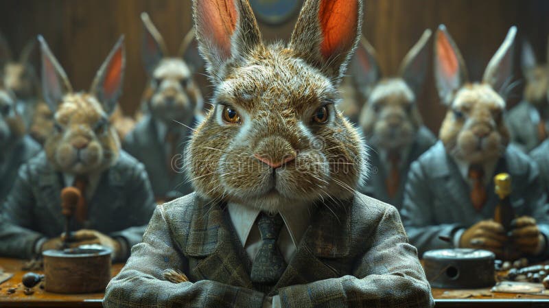 Rabbit Wearing Business Suit Stock Illustration - Illustration of face ...