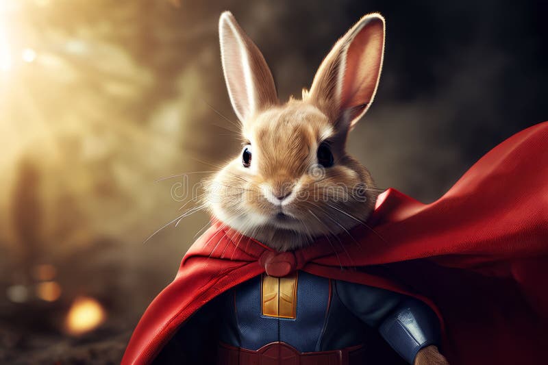 Rabbit Wearing a Cape a Small Rabbit with a Superhero Cape Read Stock ...