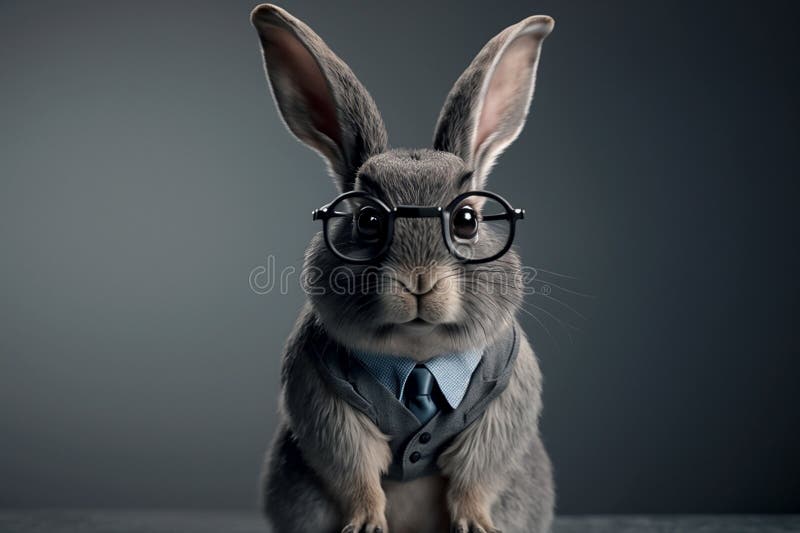 Rabbit Wearing Glasses and Wearing a Formal Suit. Ai Generative Stock ...