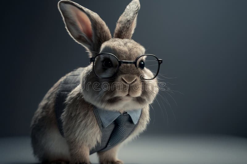 Rabbit Wearing Glasses and Wearing a Formal Suit. Ai Generative Stock ...