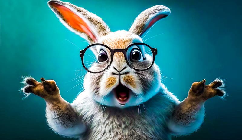 Rabbit Wearing Glasses and Making Funny Face. Generative AI Stock ...