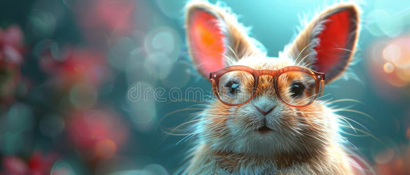 Rabbit Wearing Glasses Staring at the Camera, Whimsical and Playful ...