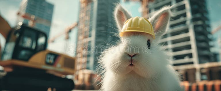 The Rabbit Wearing a Hard Hat in a Construction Site Setting AI ...