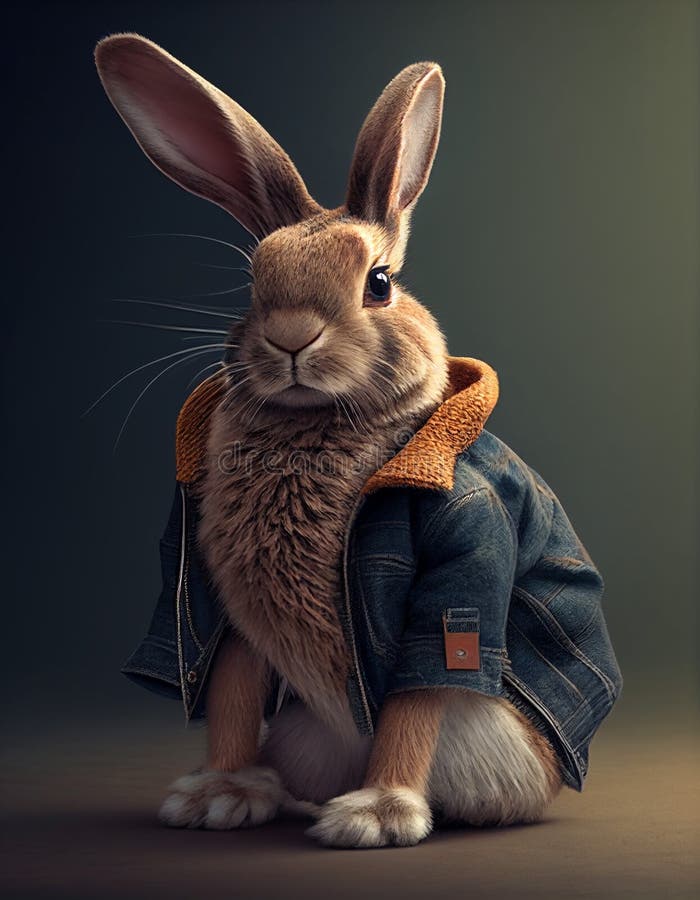 Rabbit Wearing a Jacket Realistic Illustration Generated with AI Tools ...