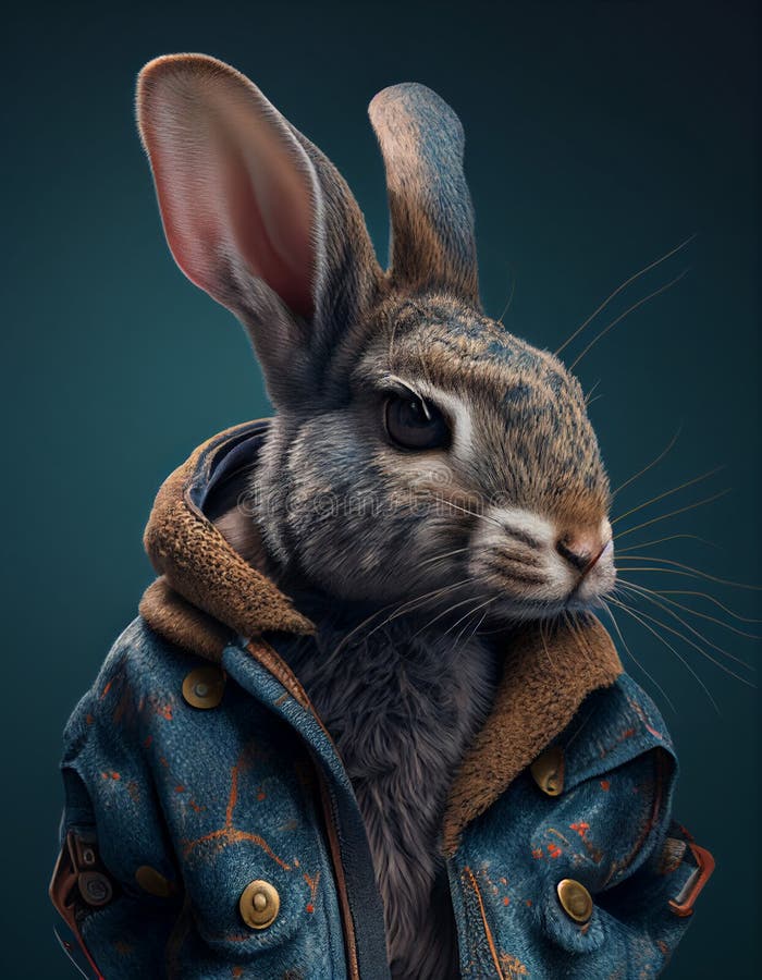 Rabbit Wearing a Jacket Realistic Illustration Generated with AI Tools ...