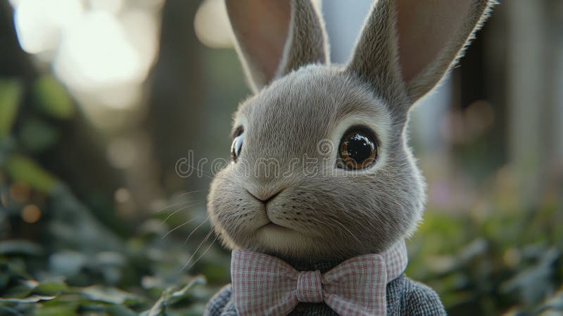 A Rabbit Wearing a Stylish Bow Tie, Perfect for Illustrations or ...