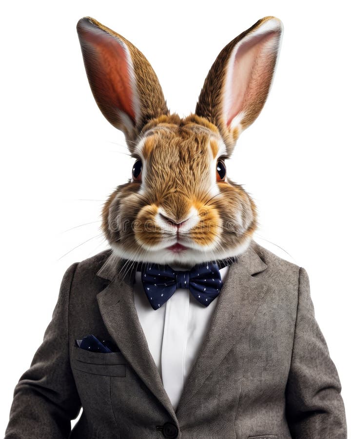 A Rabbit Wearing a Suit and Bow Tie Stock Image - Image of wide, grey ...