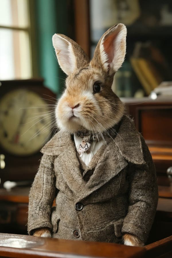 A Rabbit Wearing a Suit Sitting in a Drawer. Generative AI Stock Photo ...
