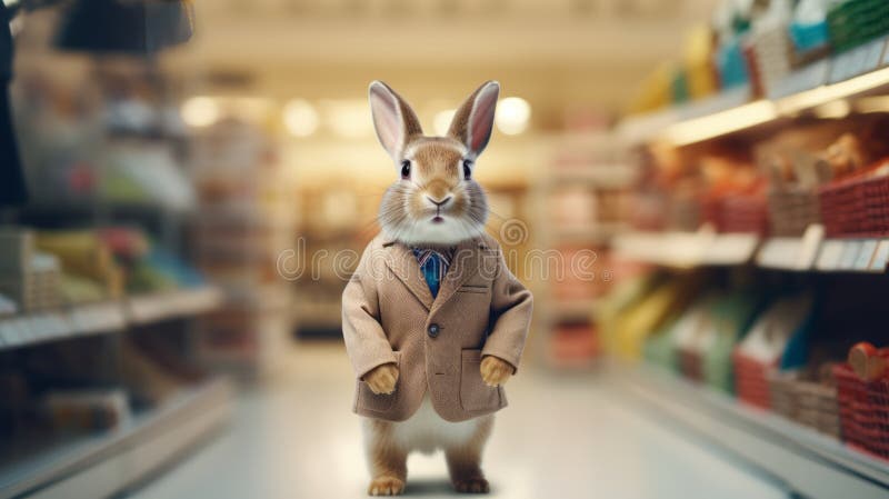 A Rabbit Wearing a Suit in a Store Stock Photo - Image of accessories ...