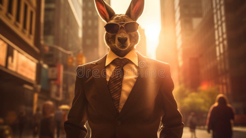 A Rabbit Wearing a Suit and Sunglasses Standing in the Middle of Town ...