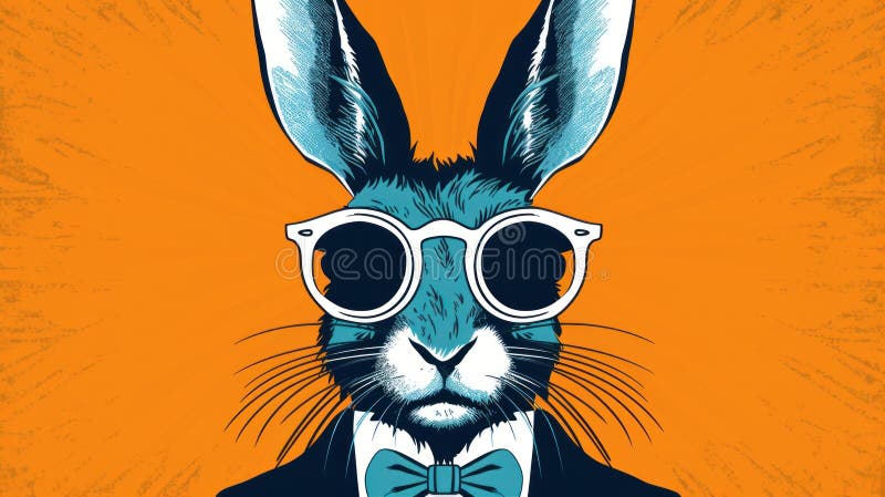 A Rabbit Wearing Sunglasses and a Bow Tie, AI Stock Illustration ...