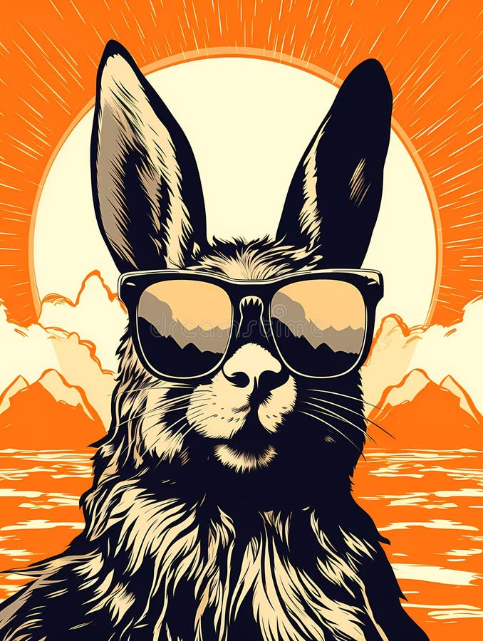 A Rabbit Wearing Sunglasses, Cool Bunny with Sunglasses on Colorful ...