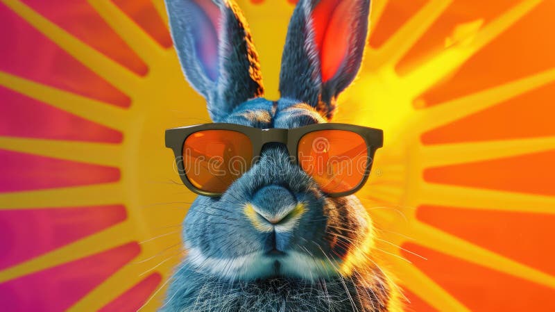 Rabbit Wearing Sunglasses Standing Front Sun Stock Photos - Free ...