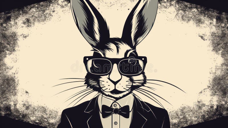 A Rabbit Wearing Sunglasses and a Suit, AI Stock Illustration ...