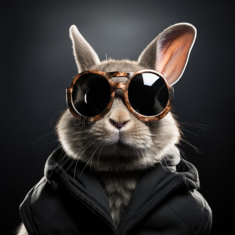 A Rabbit Wearing Sunglasses and a Vest Stock Illustration ...