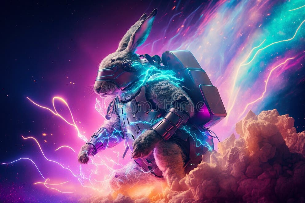 A Rabbit Wearing a VR Suit that Floats Even in Abstract. Generative AI ...