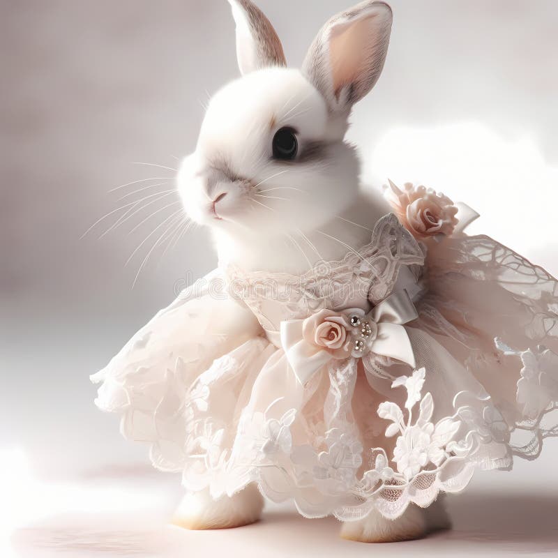 A Rabbit Wearing a Wedding Dress Stock Illustration - Illustration of ...